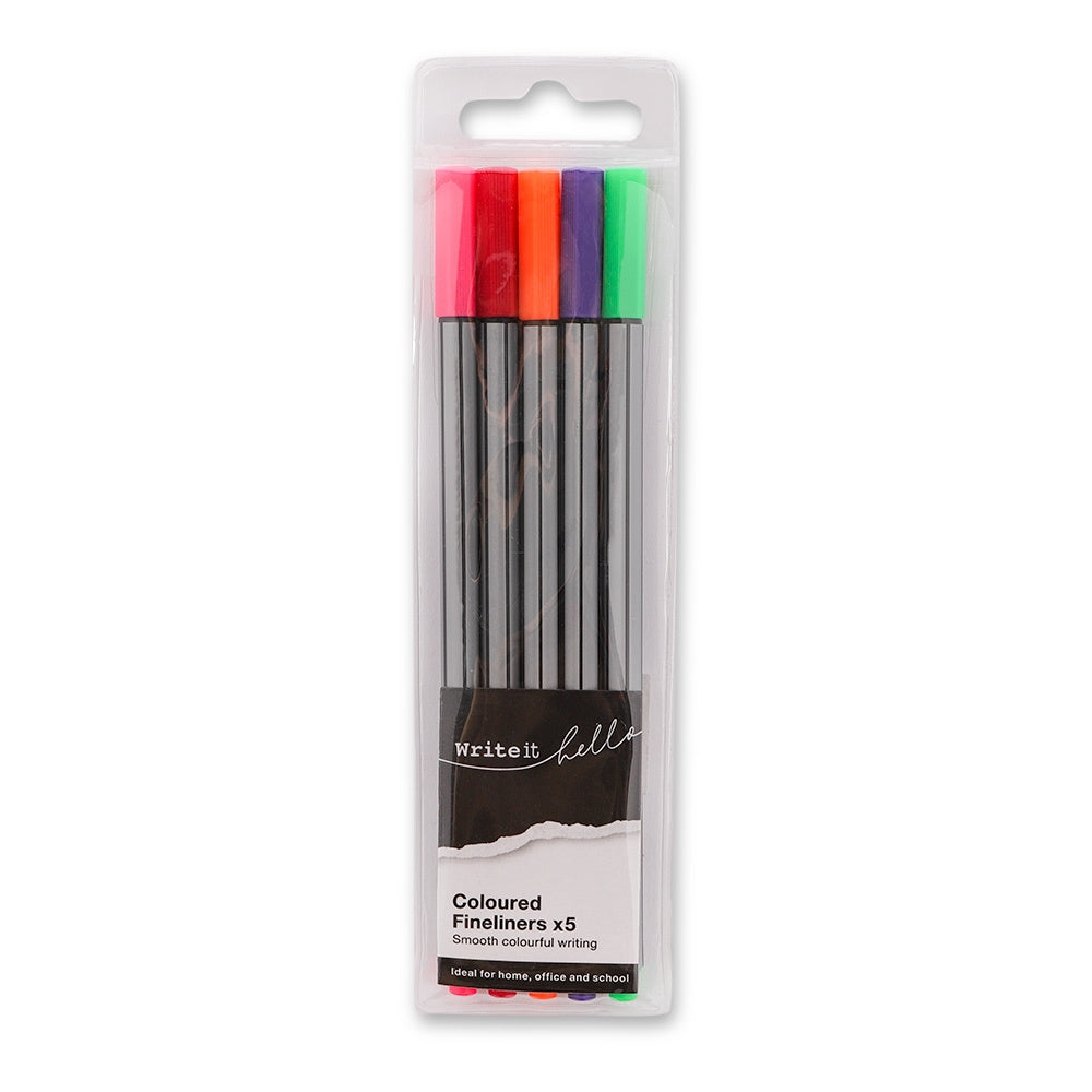 Coloured Fineliners 5 Pack | Poundstretcher