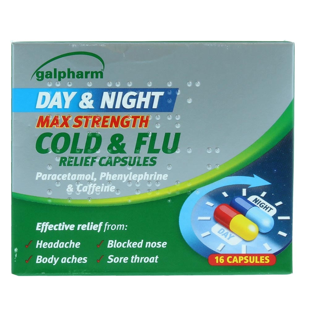 Galpharm Day & Night Max Strength Cold & Flu Relief Capsules 16 Pack ...