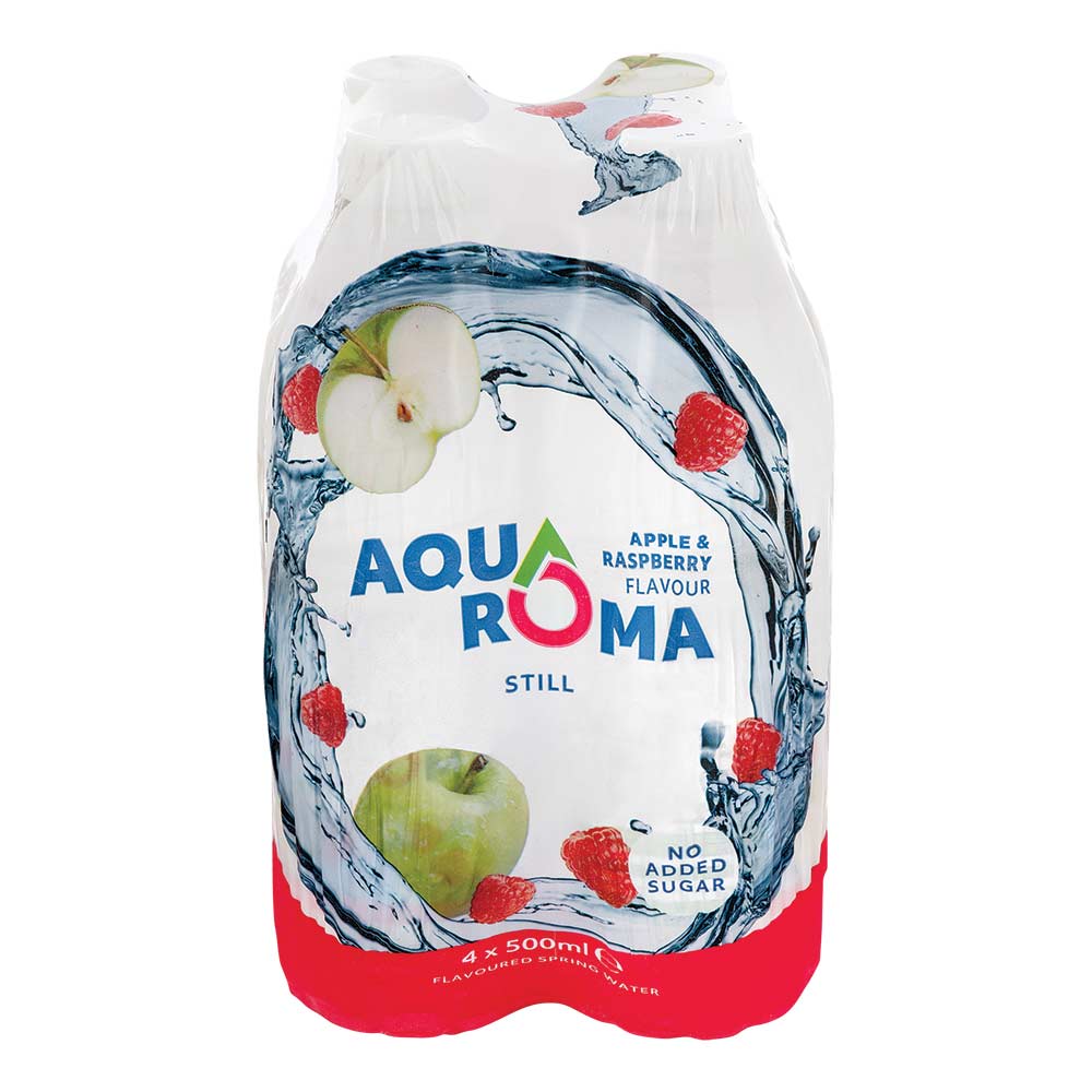 Aqua Roma Apple & Raspberry Flavoured Water 4 Pack | Poundstretcher