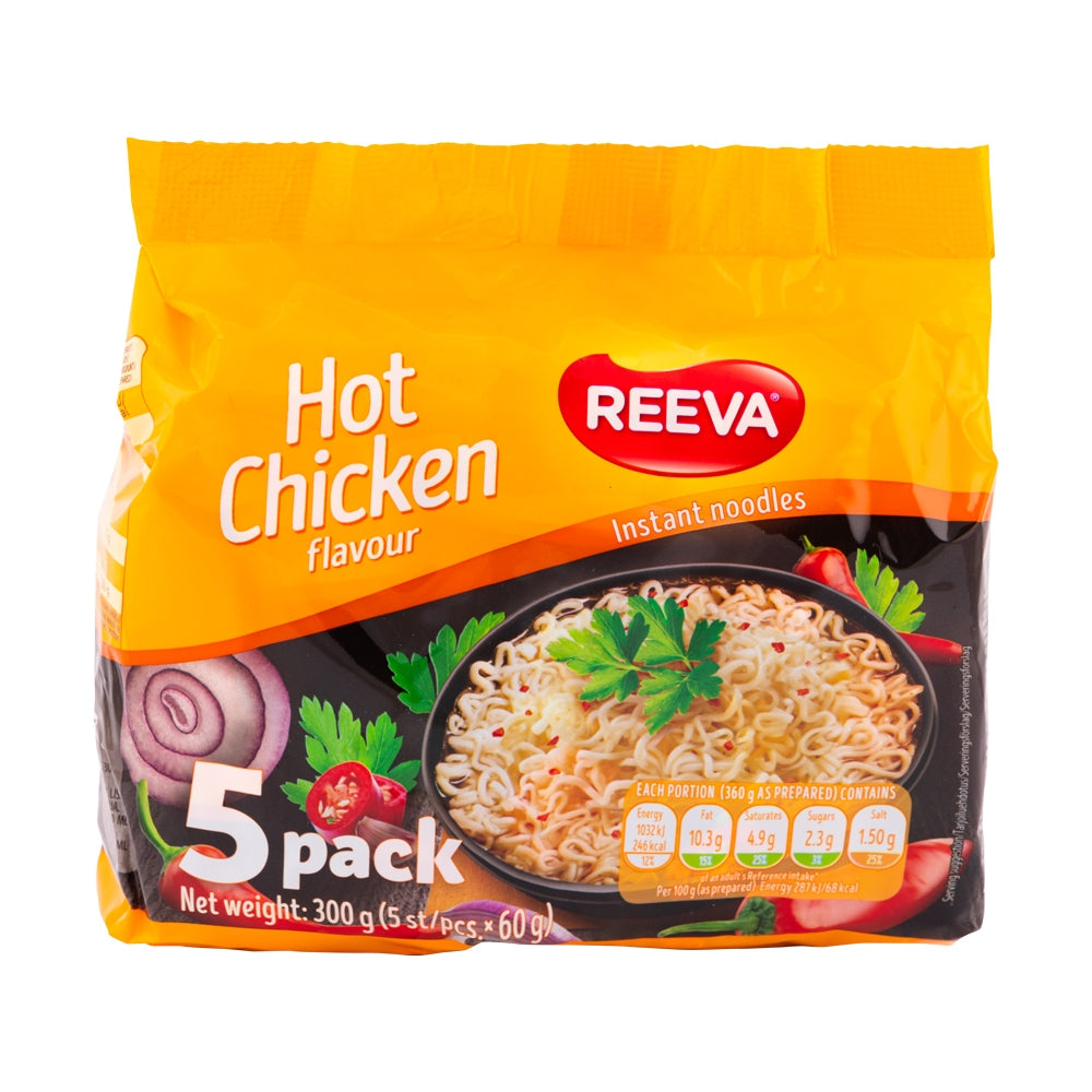 Reeva Instant Noodles Hot Chicken 60g x 5 Pack | Poundstretcher