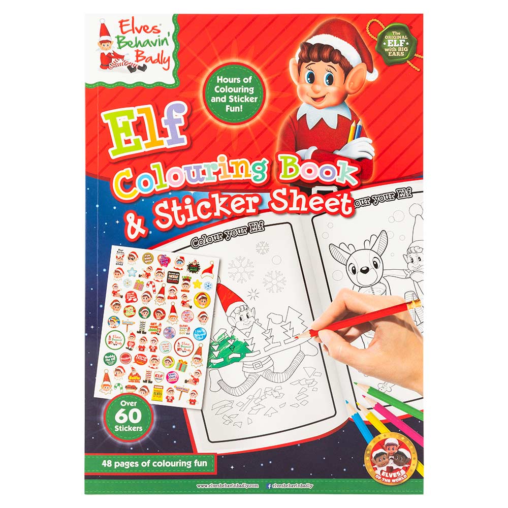 Naughty Elf Colouring Book & Sticker Set | Poundstretcher