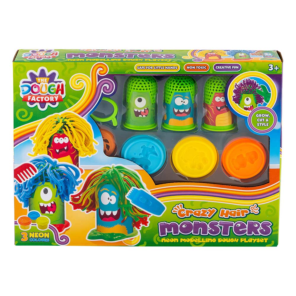 Crazy Hair Monsters Neon Modelling Dough Playset | Poundstretcher