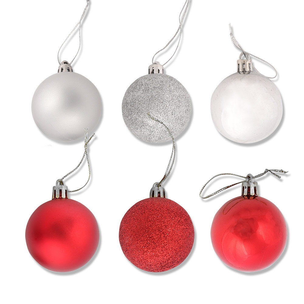 Red And Silver Baubles 35 Pack | Poundstretcher